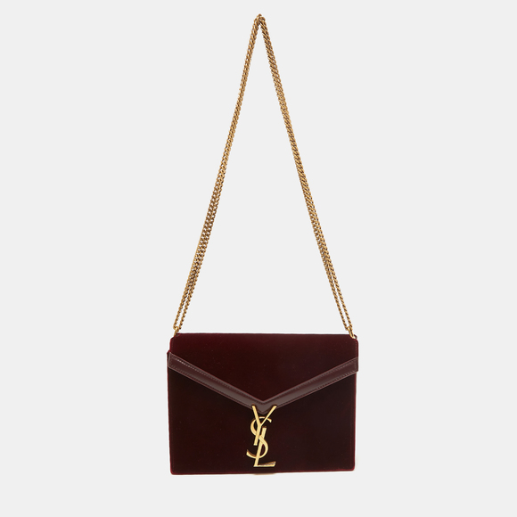 Yves Saint Laurent | Bags | Saint Laurent Burgundy Velvet And Leather ...